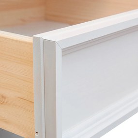 Massive home | Belluno Elegante velká bílá vitrína 2D z masivu s ořechovou deskou