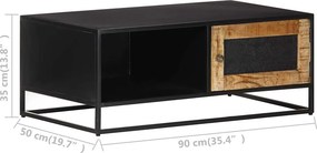 Konferenční stolek 90 x 50 x 35 cm hrubé mangovníkové dřevo 323149