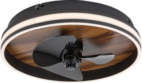 Rabalux Černé stropní LED svítidlo s ventilátorem Faustine 470mm 30W CCT s DO 71016