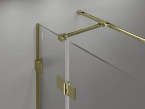 Mexen Lunar T, sklápěcí sprchový kout levý 135 x 120 cm, 8mm čiré sklo, zlatý profil, 834T-135-120-50-00-L