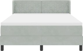 Postel s boxspringem s čelo Světle šedá 190 x 140 cm samet 3341408