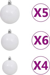vidaXL Umělý vánoční stromek s LED a sadou koulí zelený 120 cm PVC [3077711] Barva: Bílo-šedá