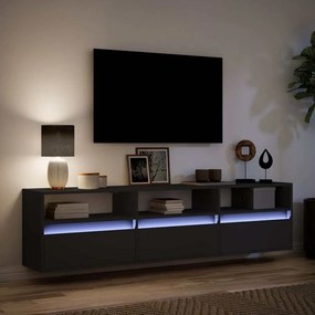 Nástěnná TV skříňka s LED svítidlem černá 180 x 31 x 45 cm 3307941
