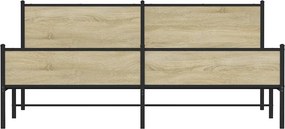 Kovový rám postele bez matrace dub sonoma 193 x 203 cm 3301403