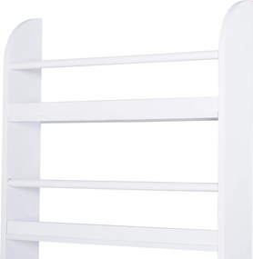 HOMCOM Nástěnná knihovna se 4 policemi - dětská knihovna pro domácí kancelář, nosnost 30 kg, 59x12x113 cm, bílá
