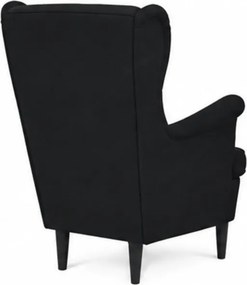 relaxační křeslo, ušák, dřevo/kov/samet, 102x75x85 cm, nohy tmavé/černá, Dekorino KR20260114