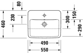 Duravit No.1 - Polozápustné umyvadlo 550 x 460 mm, s přepadem, bílá 03765500002