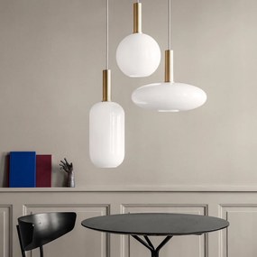 Toolight - Skleněná závěsná lampa APP668-1CP, mléčné sklo, zlatá-bílá, OSW-04662