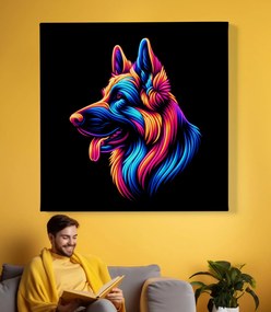 Obraz na plátně - Pes, barevný Německý ovčák FeelHappy.cz Velikost obrazu: 120 x 120 cm