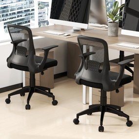 Costway Kancelářské křeslo ergonomické otočné křeslo se sklopnými područkami