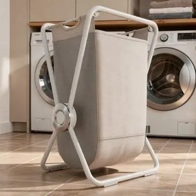 Simplehuman X-FRAME bílá ocel, béžový polyester / Koš na prádlo / sklá