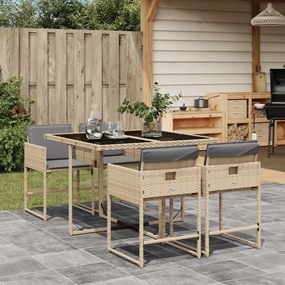 5dílný zahradní jídelní set s poduškami mix béžové polyratan 3211260