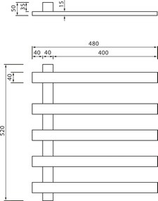 Sapho, ELCOR elektrický sušák ručníků 480x520x50mm, 85W, černá matná, EB530