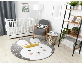 Dywany Łuszczów, Dětský kusový koberec Petit Bunny grey kruh, 160x160 (průměr) kruh, šedá, dětský pokoj