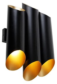 Nástěnná lampa černá se zlatým vnitřkem 6 světel - Whistle