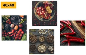 Set obrazů kulinářské speciality - 4x 40x40 cm