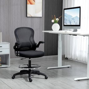 Kancelářská židle Vinsetto s nastavitelnou výškou a podnožkou do 120 kg černá ergonomická židle pro pohodlnou práci