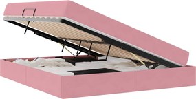 Postel s úložným prostorem a matrací Růžová 160 x 200 cm samet 3399735