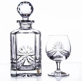 Onte Crystal Bohemia Crystal ručně broušený set na rum, brandy a koňak Mašle 1+2