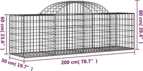 Klenuté gabionové koše 10 ks 200x50x60/80 cm pozinkované železo 3146286