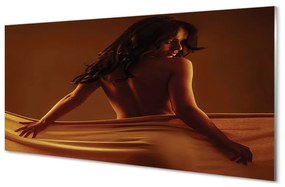 akrylový obraz Žena s materiálem 140x70 cm