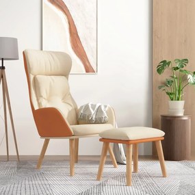 Relaxační křeslo s podnožkou krémová umělá kůže a textil 3097763