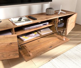 DELIFE Designový TV stolek Wyatt 175 cm akácie přírodní 2 dvířka 1 výklopná dvířka