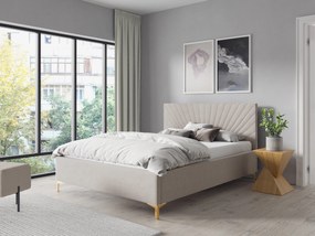 Eka Čalouněná postel AFRODITE+ 120x200 cm Barva látky Trinity: Krémově bíla (Trinity 2301), Úložný prostor: S dřevěným rámem úložného prostoru