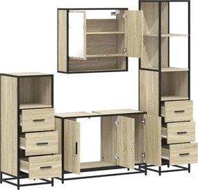 4dílný set koupelnového nábytku dub sonoma kompozitní dřevo 3301281