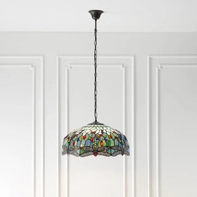 Endon 66148 - Lustr na řetězu Tiffany DRAGONFLY 3xE27/60W/230V pr. 50 cm