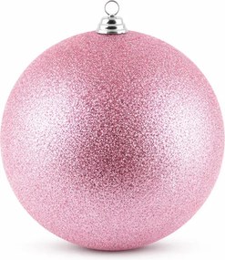 Velká vánoční ozdoba růžová glitter 30 cm plastová koule