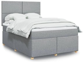 Box spring postel s matrací světle šedá 160 x 200 cm textil