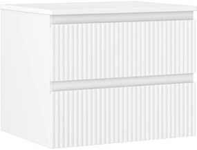Mexen Rivel koupelnová skříňka pod umyvadlo 60 cm s deskou, 2 zásuvky, drážkovaná, bílá mat - 91A20-06047-2-BFFC01