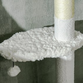 PawHut Vysoký stropní škrabací sloupek s antispínačem 225-255 cm výškově nastavitelný šplhací strom s míčem na hraní jutový provazový sloupek houpací…