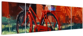Obraz červeného kola, akrylová malba (170x50 cm)