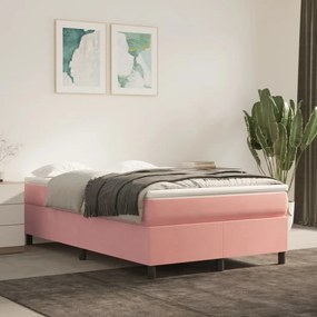vidaXL Box spring postel 120 x 200 cm samet [3121109] Barva: Růžová