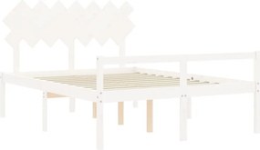 Postel s čelem pro seniory bílý 140x200 cm masivní dřevo 3195547