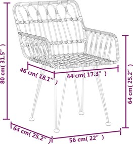 vidaXL Zahradní židle 2 ks s područkami 56 x 64 x 80 cm PE ratan [319427] Barva: Černá