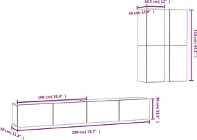 vidaXL 4dílný set TV skříněk kompozitní dřevo [3114207] Barva: Bílá