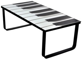Skleněný konferenční stolek s potiskem, motiv klavíru