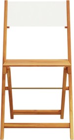 5dílný zahradní jídelní set krémově bílý textil a masivní dřevo 3281784
