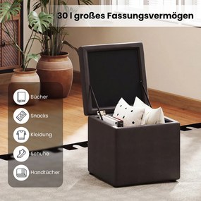 Costway Taburet s úložným prostorem Polstrovaná podnožka s šedým víkem