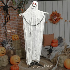 Outsunny Halloween dekorace Smrtka venkovní 183 cm Animovaná mluvící Halloween Smrtka se svítícíma očima a strašidelnými zvuky Halloweenská dekorace …