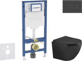 Geberit Duofix - Set předstěnové instalace, klozetu Oudee a sedátka softclose, tlačítko Sigma20, matná černá/černá SANI11CA5503