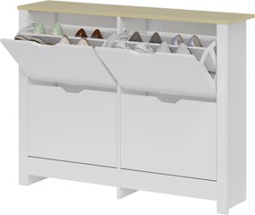 HOMCOM úzký botník s 4 výklopnými přihrádkami – úspora místa, až 16 párů, 105×26×80 cm | Aosom