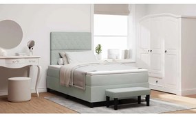 Postel s boxspringem s čelo Světle šedá 190 x 120 cm samet 3344432