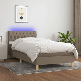 Box spring postel s matrací a LED taupe 90x200 cm textil