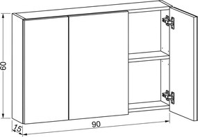 Autronic Nástěnná zrcadlová skříňka AZR-E1132 WT