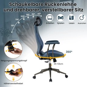 Costway Ergonomická kancelářská židle s lněnou látkou a nastavitelným opěradlem