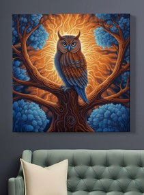 Obraz na plátně - Strom života s moudrou sovou FeelHappy.cz Velikost obrazu: 100 x 100 cm